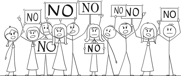 Cartoon drawing of group people protesting Vector Image