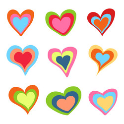 Hearts are different textured patterns for design Vector Image