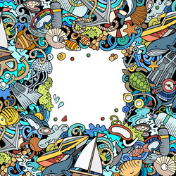 Diving cartoon doodles frame design Royalty Free Vector