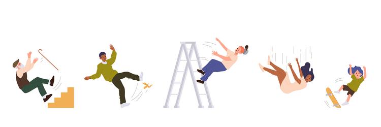 Young people cartoon characters falling down from Vector Image