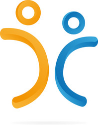 Two rising human people logo Royalty Free Vector Image