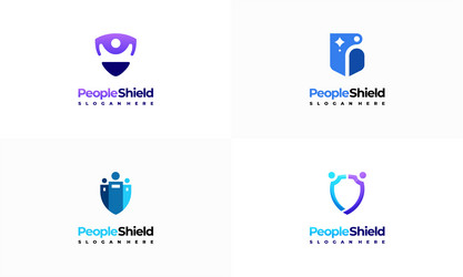 People shield logo designs concept Royalty Free Vector Image