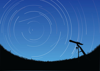 Night sky with star trails and grass Royalty Free Vector