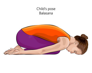 Wide child pose balasana Royalty Free Vector Image