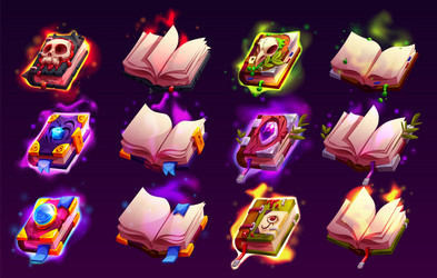 Magic book game level rank ui assets Royalty Free Vector