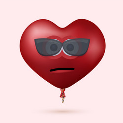 Modern red heart balloon face with ribbon Vector Image