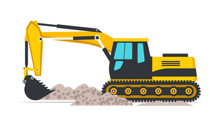 Excavators are working Royalty Free Vector Image