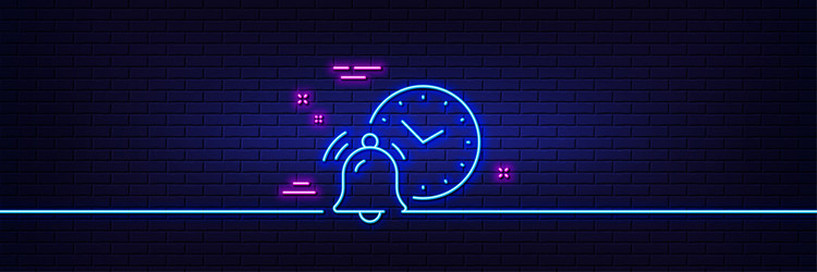 Time management line icon clock sign gear neon Vector Image