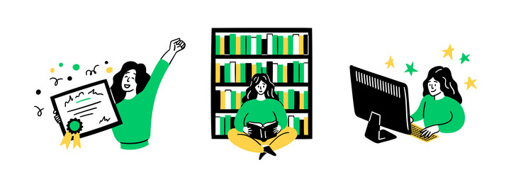 Cartoon color educational and self-development Vector Image