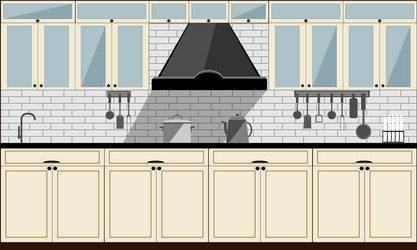 Modern kitchen in cartoon style Royalty Free Vector Image