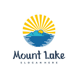 Lake logo design template mount Royalty Free Vector Image