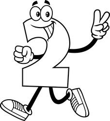 Outlined funny number 1 plus 2 Royalty Free Vector Image