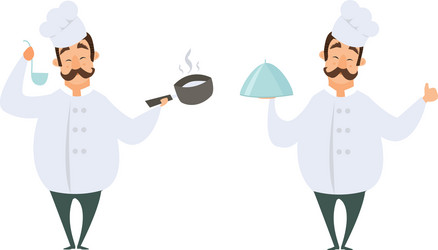 Funny characters of chef in action poses Vector Image