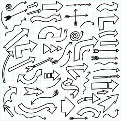 Hand drawn directional arrows set sketch design Vector Image
