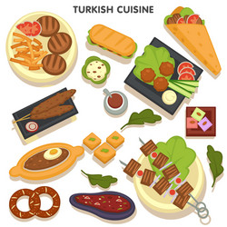 Turkish food cuisine dishes icons Royalty Free Vector Image