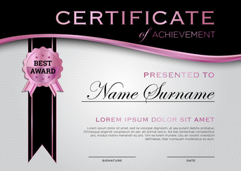 Certificate diploma template in pink Royalty Free Vector