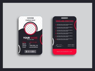 Office employee id card template font and back vec