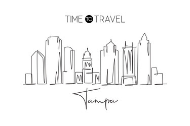 One continuous line drawing tampa city skyline Vector Image