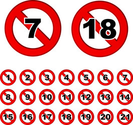 Age limit and restriction cartoon icons signs Vector Image