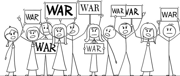 Cartoon drawing of group people protesting Vector Image