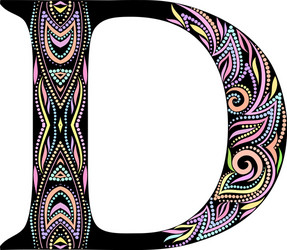 D -capital letter - black white design Royalty Free Vector