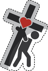 Human silhouette carrying the cross Royalty Free Vector