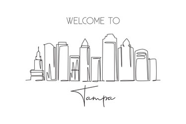 One continuous line drawing tampa city skyline Vector Image