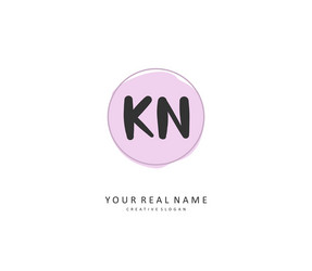 K n kn initial letter handwriting and signature Vector Image