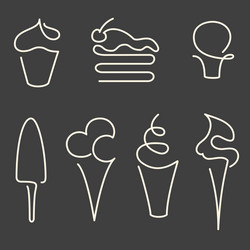 Set of one line sweets Royalty Free Vector Image