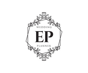 Ep initials letter wedding monogram logos Vector Image