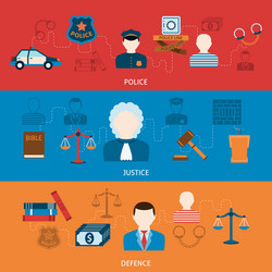 Crime and punishments horizontal flat banners Vector Image