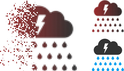 Shredded pixelated halftone thunderstorm rain Vector Image