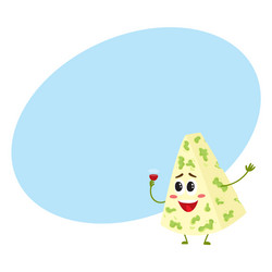 Funny smiling happy blue cheese character Vector Image