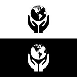Hands and earth icon Royalty Free Vector Image