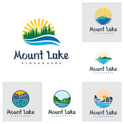 Lake logo design template mount Royalty Free Vector Image