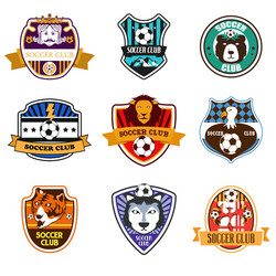 Soccer logo or football club sign badge set Vector Image