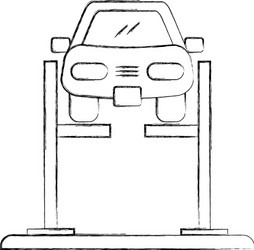 Cartoon car with alignment device at wheel Vector Image