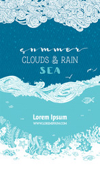 Deep blue sea frame Royalty Free Vector Image - VectorStock