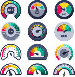 Speedometers collection symbols speed score Vector Image