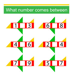 What number comes between math worksheets Vector Image