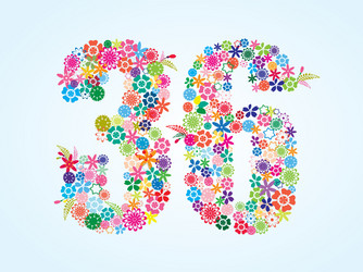 Colorful floral 100 number design isolated Vector Image
