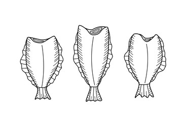 Halibut drawing doodle sketch of a headless fish Vector Image