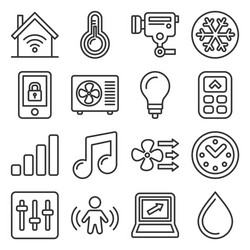 Smart home icons set on white background line Vector Image