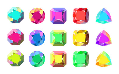 Set round jewels different colors gemstones Vector Image