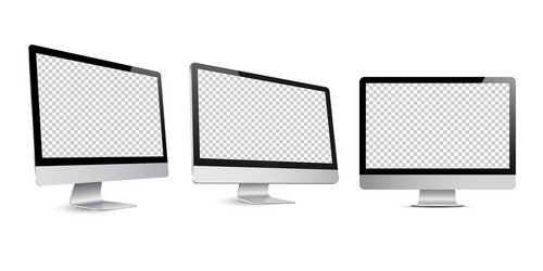 Set computer monitor notebook Royalty Free Vector Image