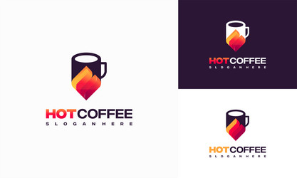 Hot coffee logo designs concept fire drink Vector Image