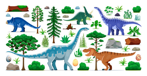 Prehistoric dinosaurs names and jurassic lizards Vector Image