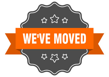 Weve moved sticker weve moved label Royalty Free Vector