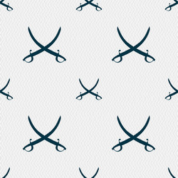 Crossed saber sign seamless pattern with geometric