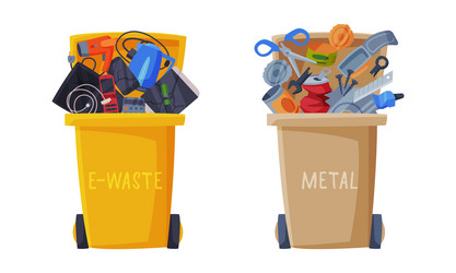 Waste processing with recycle dustbin and dump Vector Image